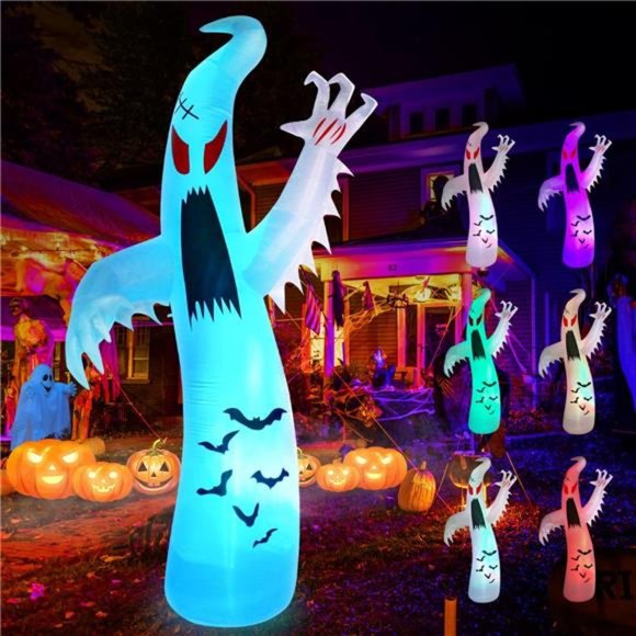 Holiday | 12ft Halloween Inflatables Giant Ghost With 7 Colors Changing ...